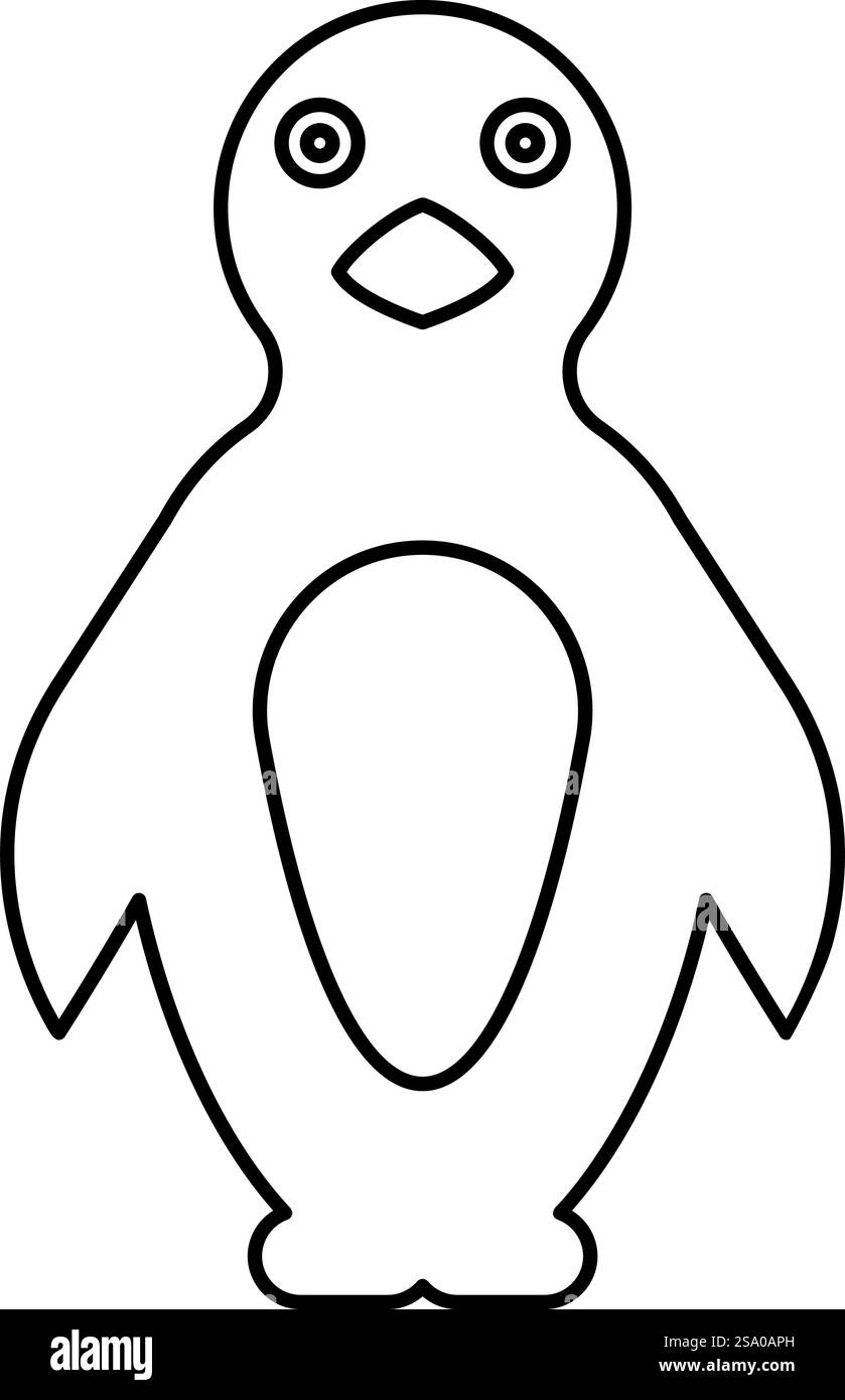Penguin contour outline line icon black color vector illustration image ...