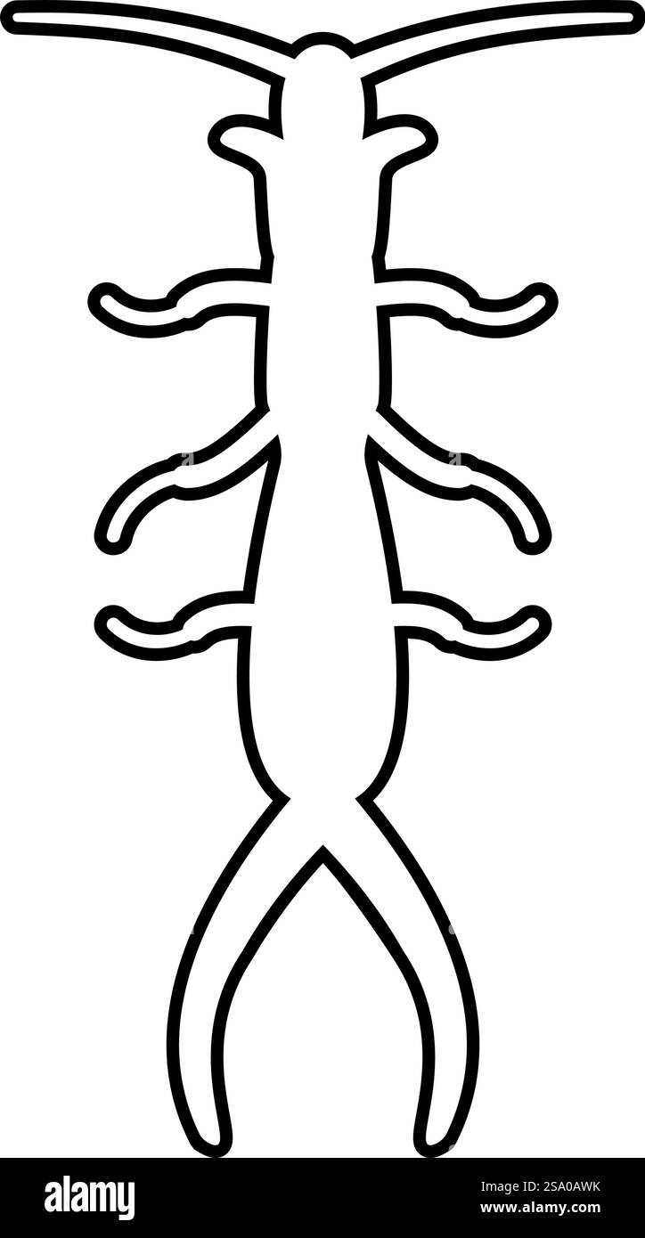 Earwig contour outline line icon black color vector illustration image ...