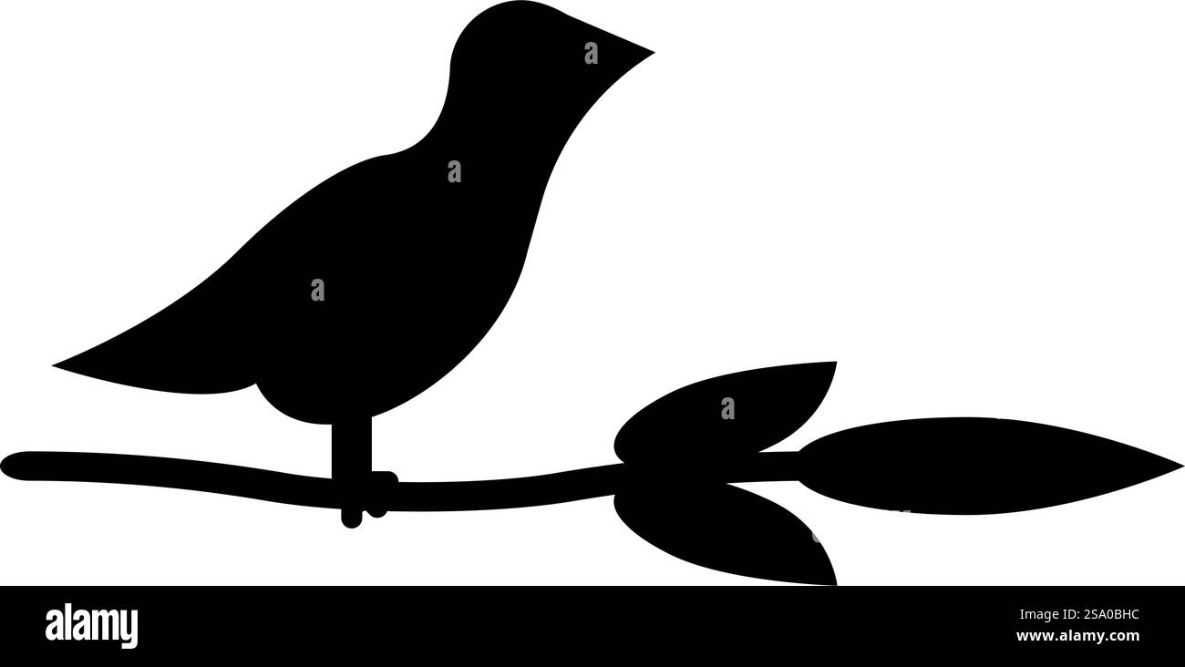 Branch leaves silhouette on Black and White Stock Photos & Images - Alamy