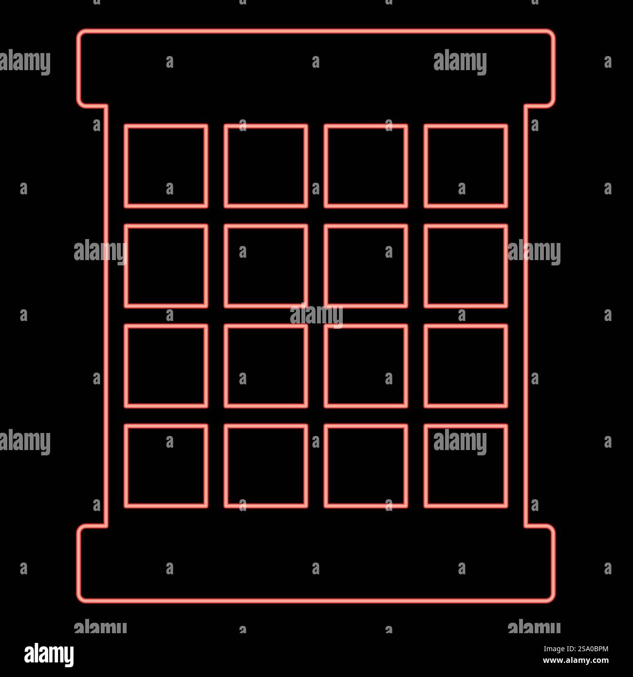 Neon prisoner window grid grate prison jail concept red color vector ...