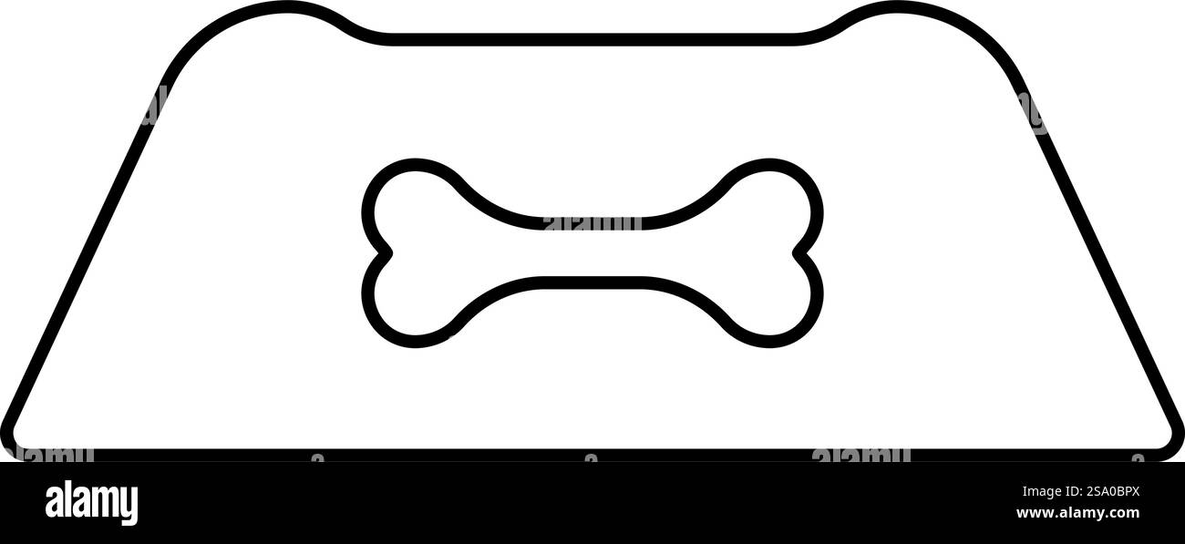 Dog bowl for water pet plate feed concept contour outline line icon ...