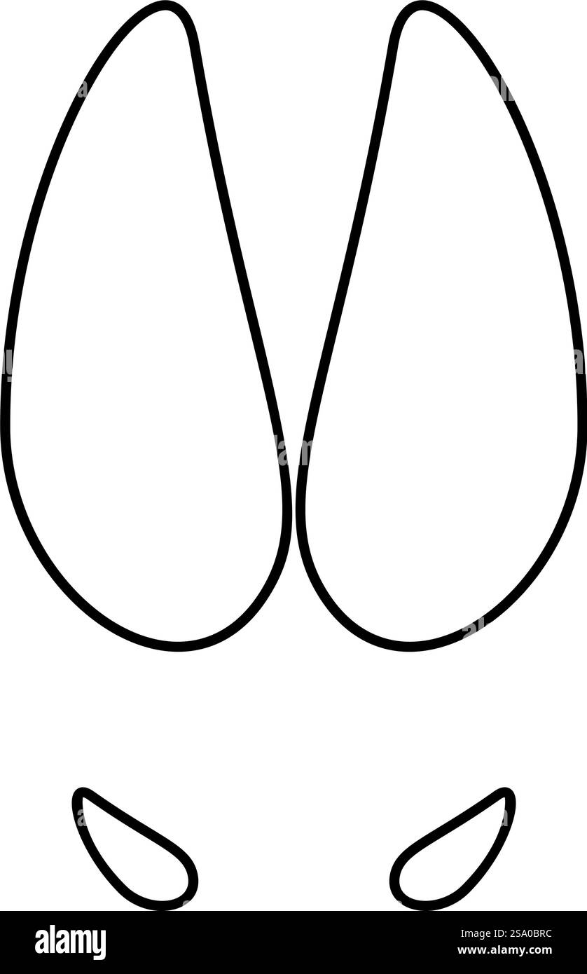 Hoof print wild boar hog contour outline line icon black color vector ...