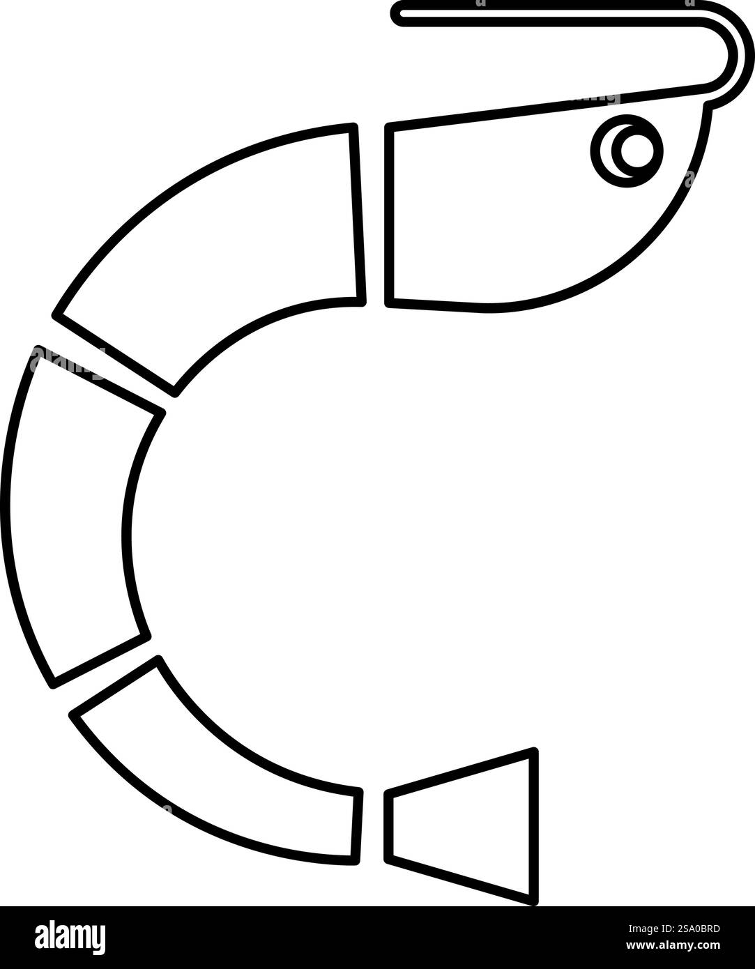 Shrimp prawn tiger food contour outline line icon black color vector ...