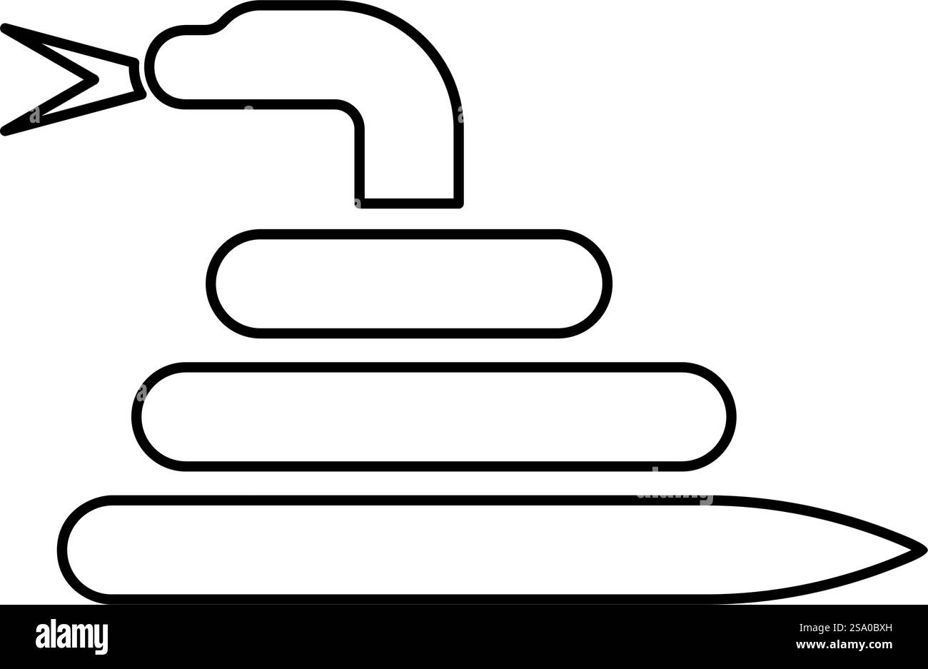 Twisted snake contour outline line icon black color vector illustration ...