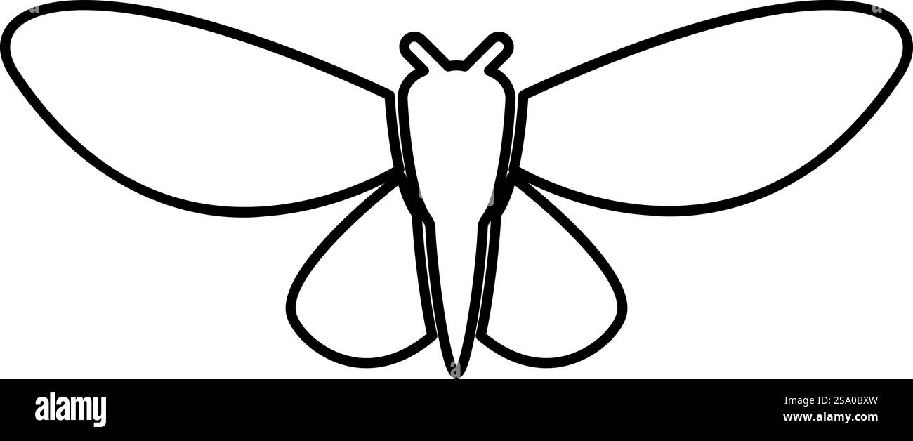 Moth butterfly clothing contour outline line icon black color vector ...