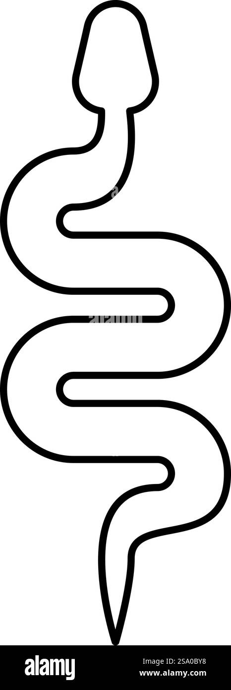 Snake silhouette contour outline line icon black color vector ...