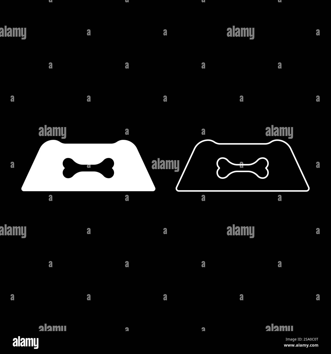 Dog bowl for water pet plate feed concept set icon white color vector ...