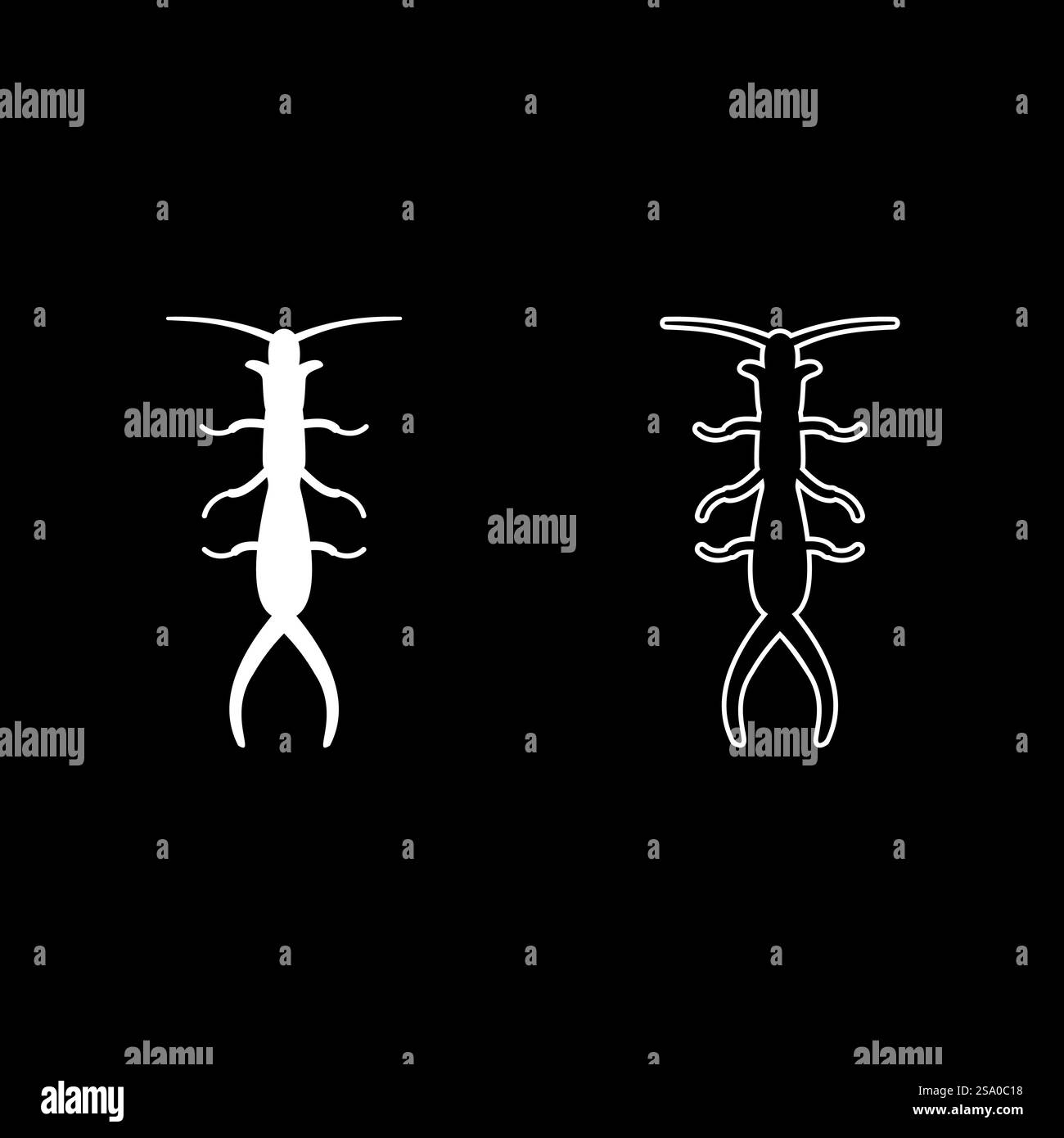 Earwig set icon white color vector illustration image simple solid fill outline contour line ...