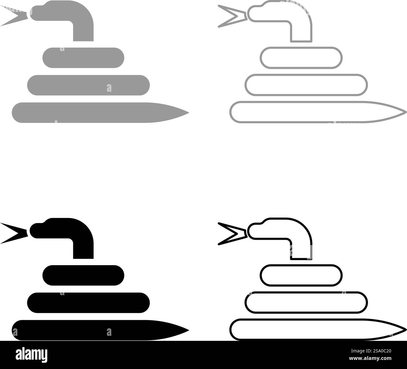 Twisted snake set icon grey black color vector illustration image ...