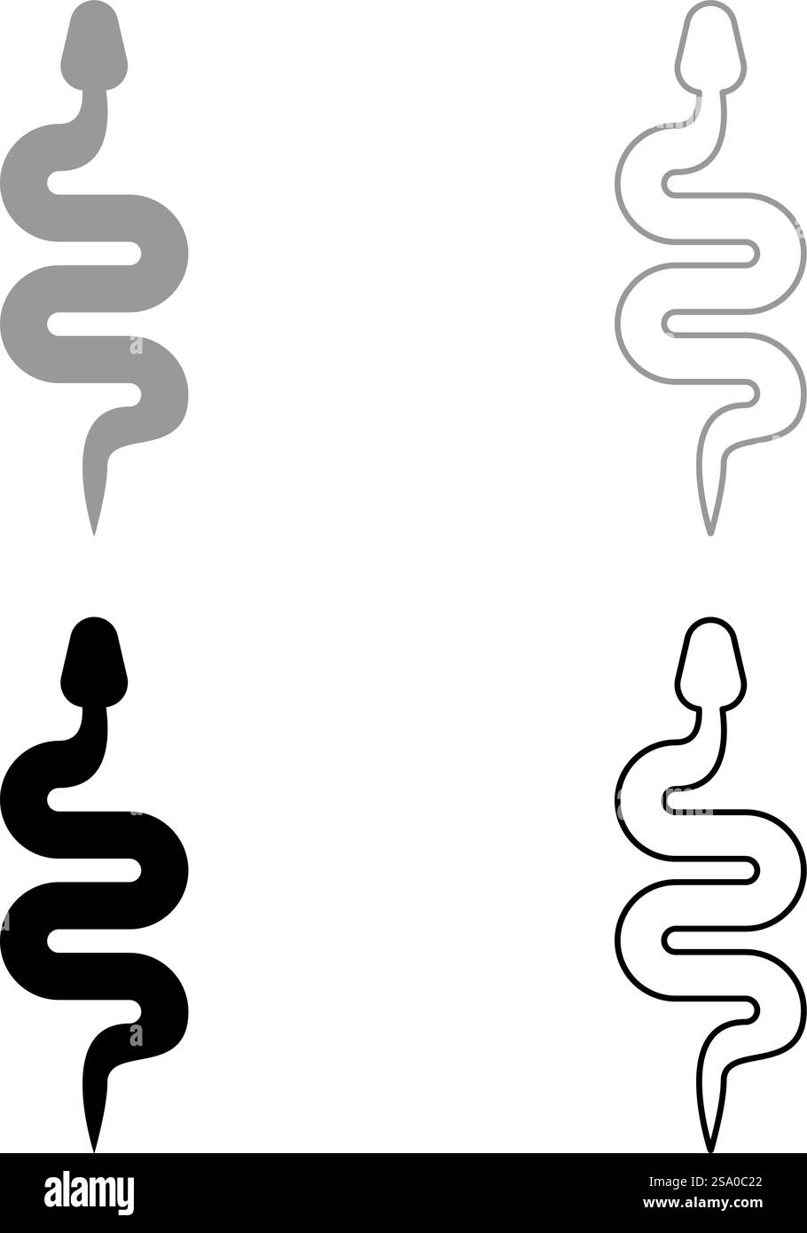 Snake silhouette set icon grey black color vector illustration image ...