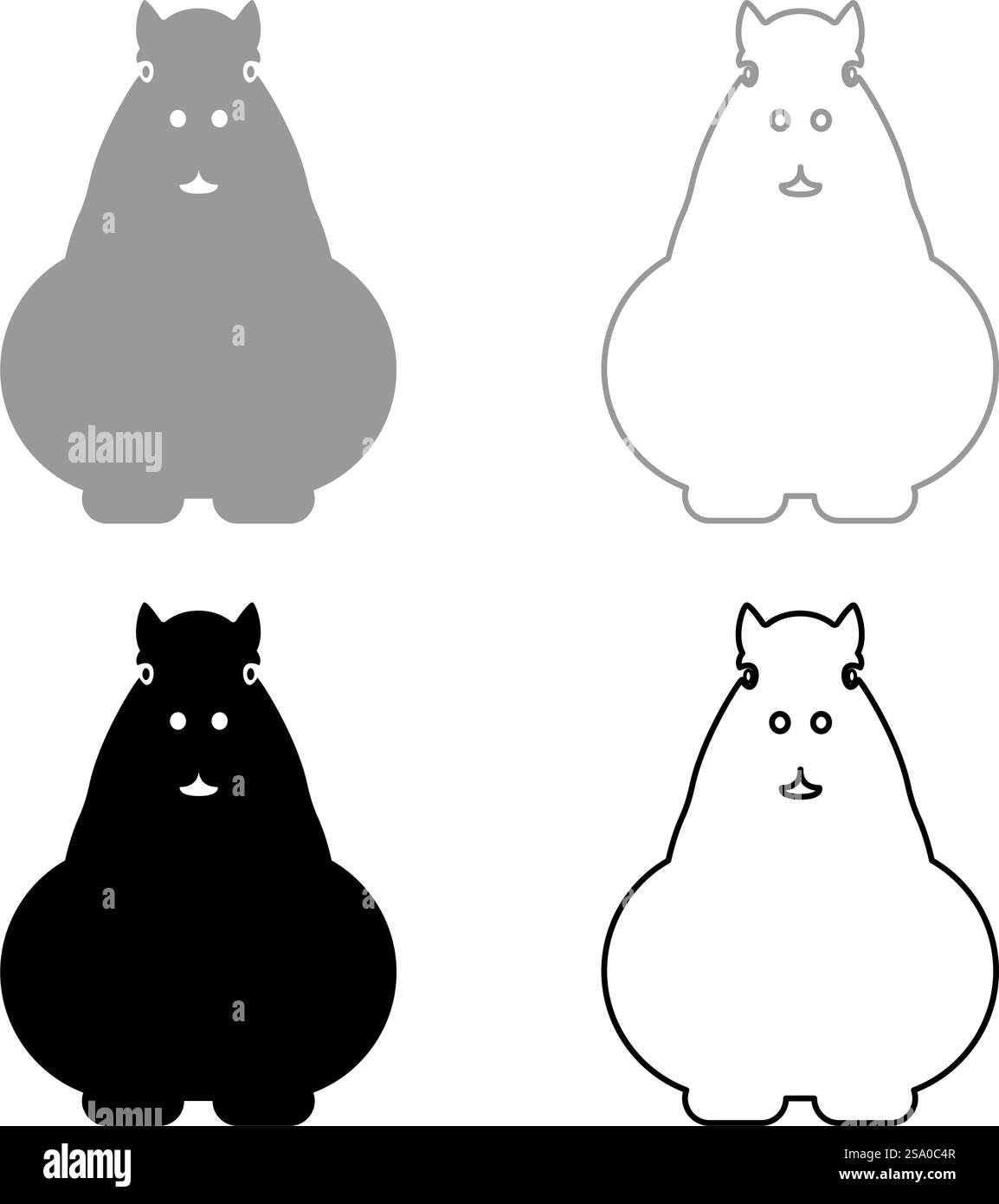 Capybara set icon grey black color vector illustration image simple ...