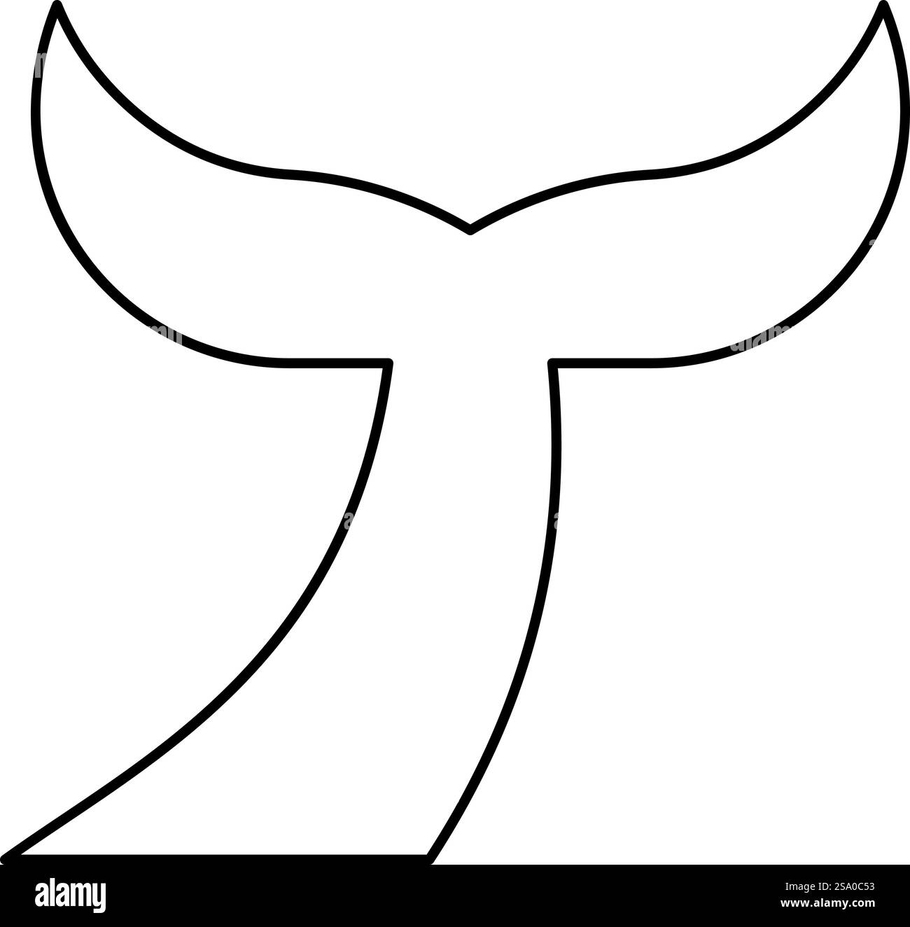 Tail of the fish contour outline line icon black color vector ...