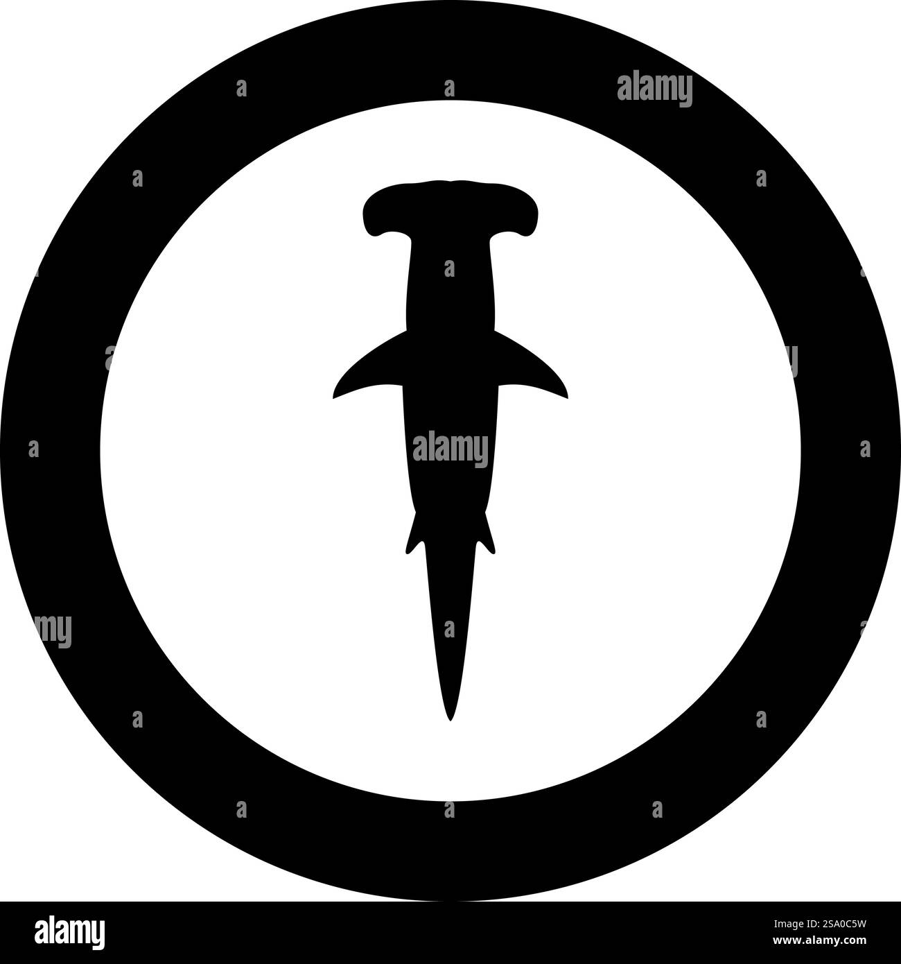 Shark hammer head icon in circle round black color vector illustration ...