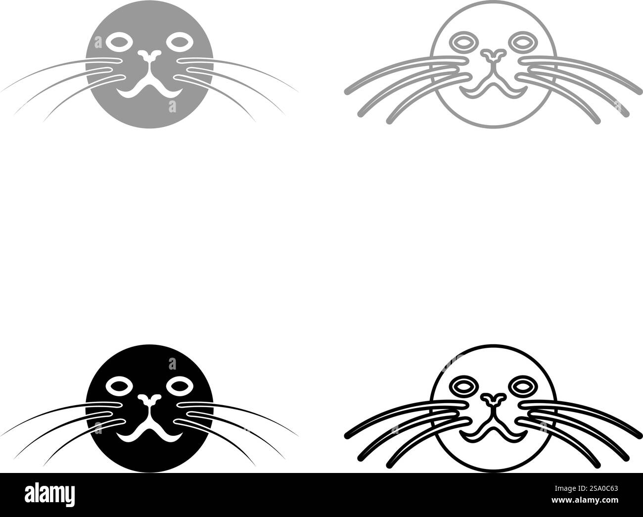 Head of seal set icon grey black color vector illustration image simple ...