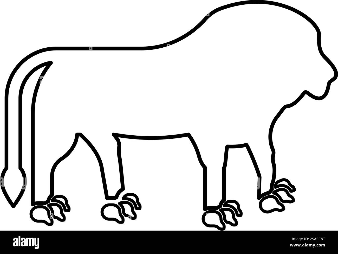 Lion Head Contour Outline Line Icon Black Color Vector Illustration Image Thin Flat Style Simple