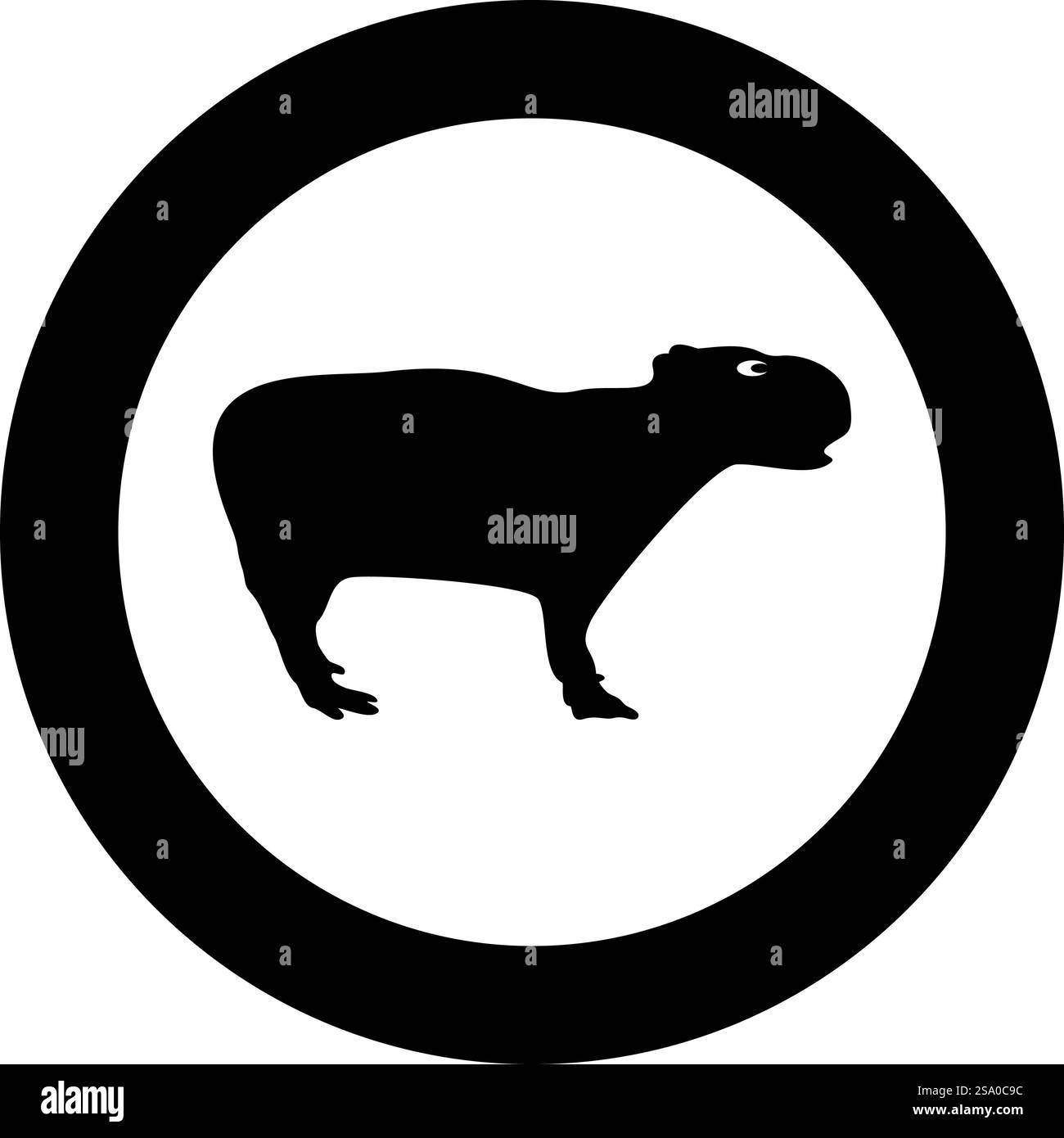Capybara icon in circle round black color vector illustration image ...