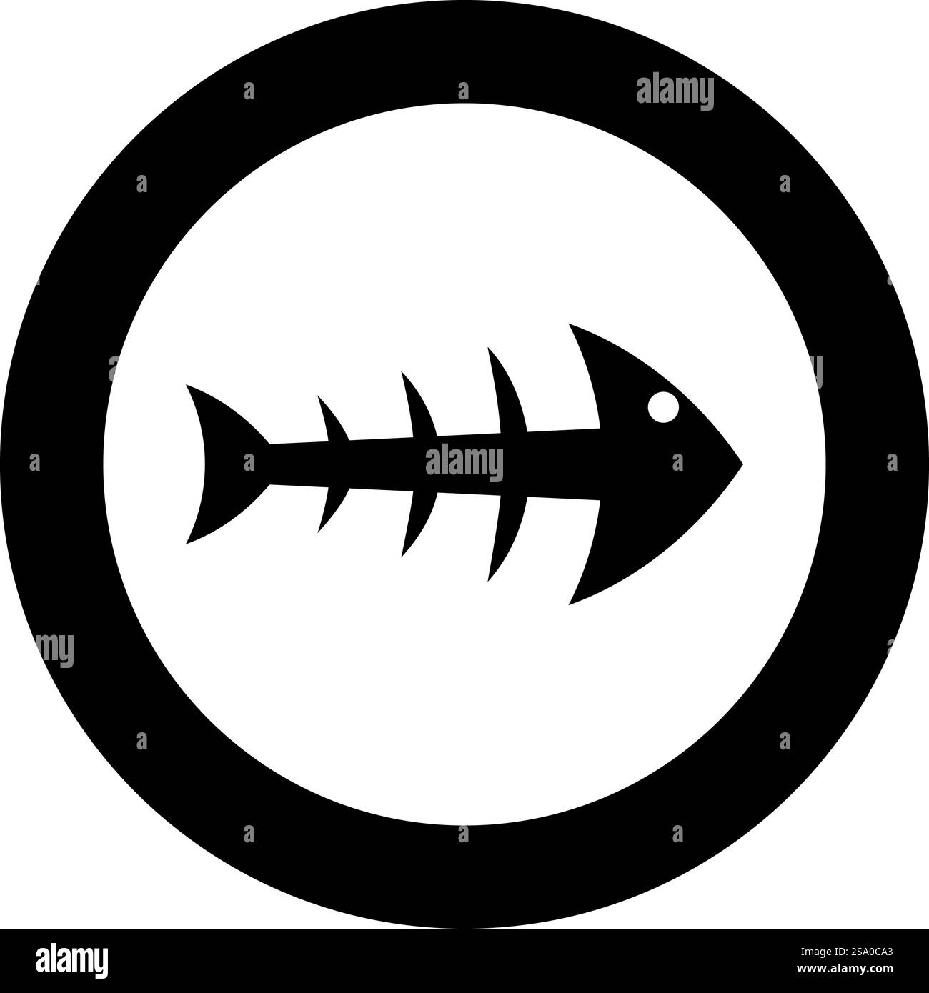 Skeleton of fish bone silhouette seafood concept fishbone icon in ...