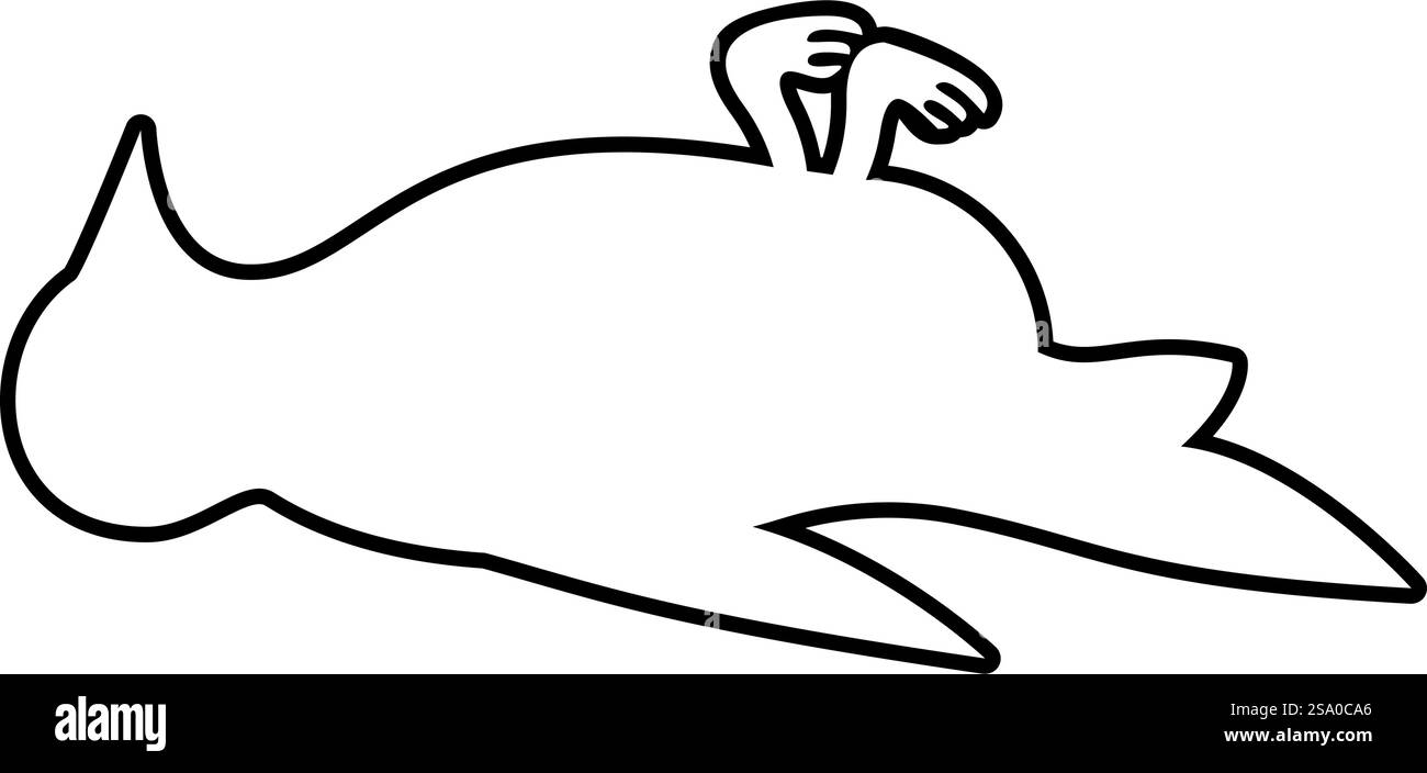 Dead bird danger concept contour outline line icon black color vector ...
