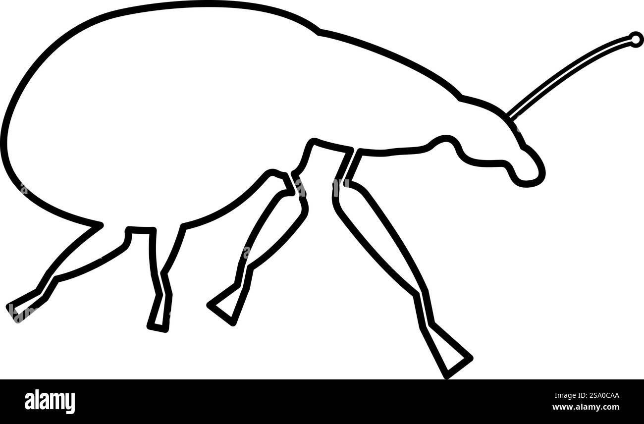 Weevil insect pest contour outline line icon black color vector ...