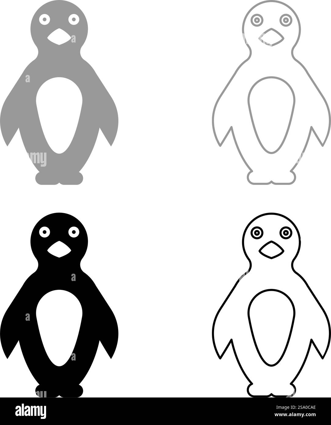 Penguin set icon grey black color vector illustration image simple ...