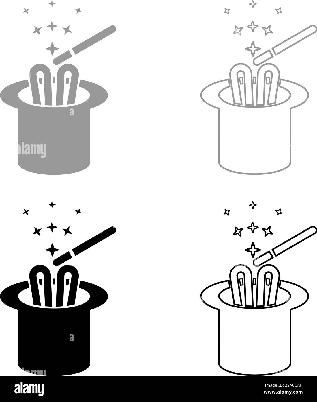 Hare ears in wizard’s hat magic wand wizard conjure cylinder bunny ...