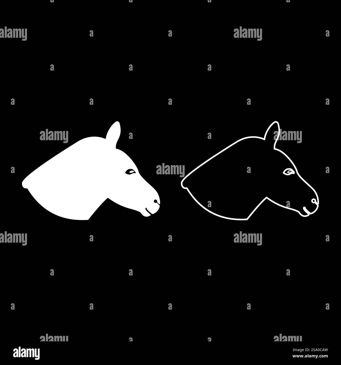 Donkey head silhouette set icon white color vector illustration image ...