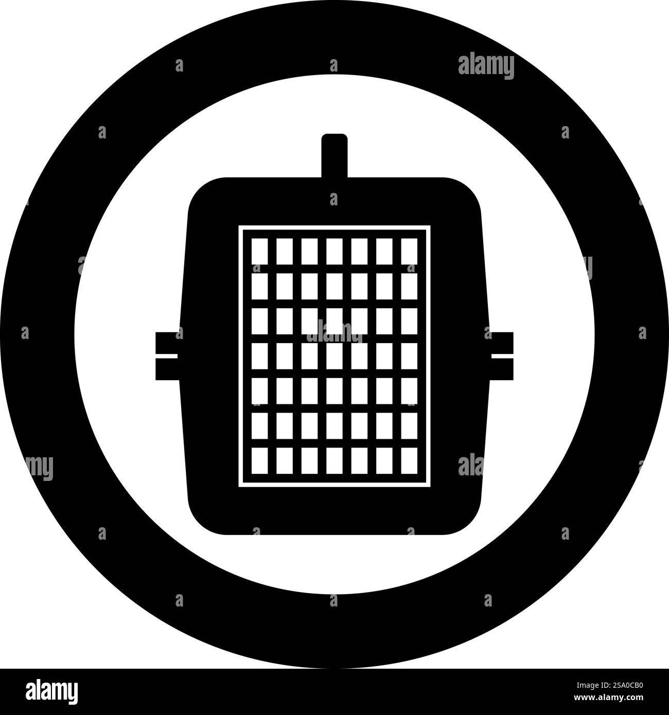 Box for domestic animal pet carrier case crate icon in circle round black color vector ...