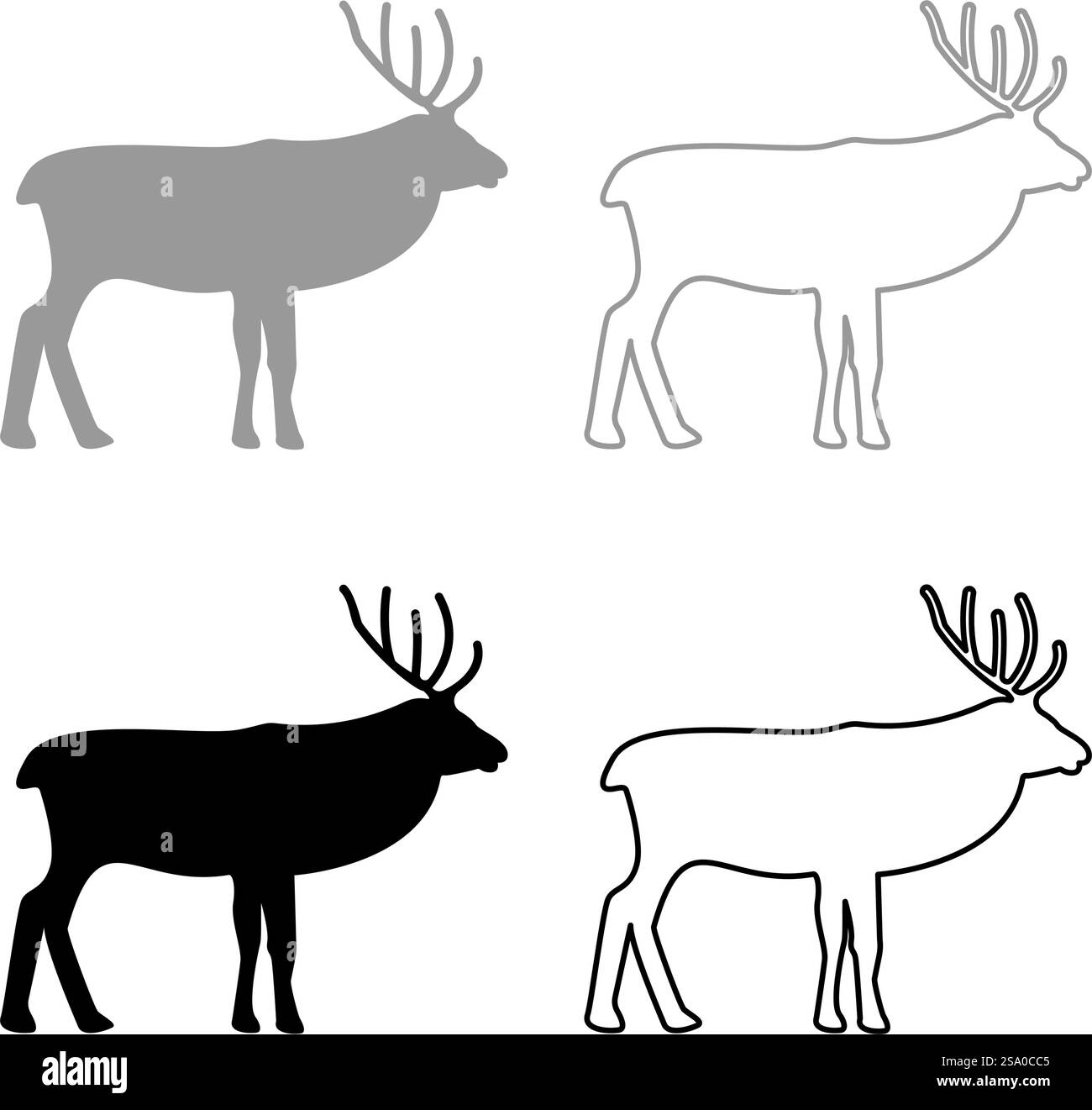 Deer stag set icon grey black color vector illustration image simple ...