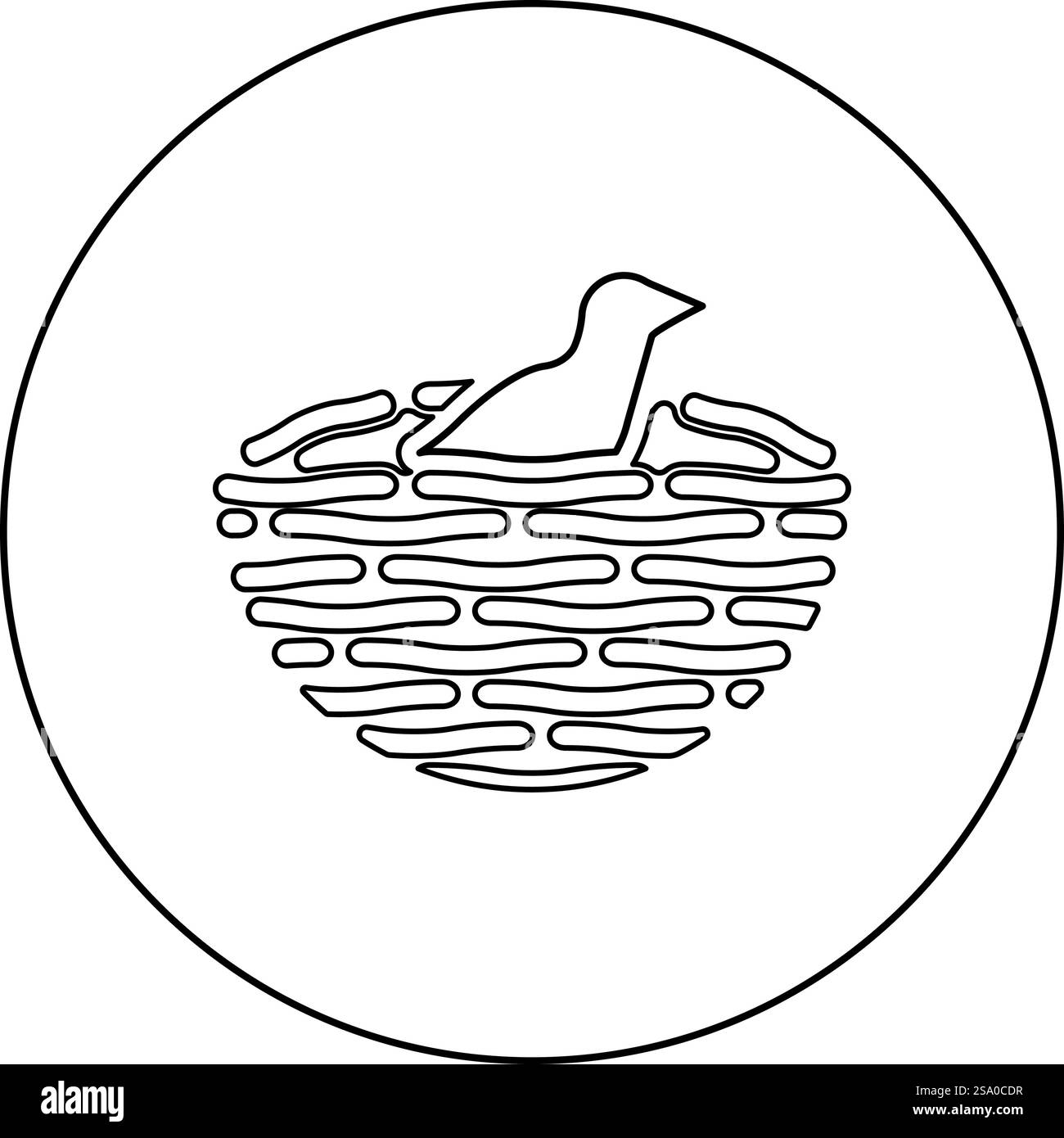 Bird’s nest with bird icon in circle round black color vector ...