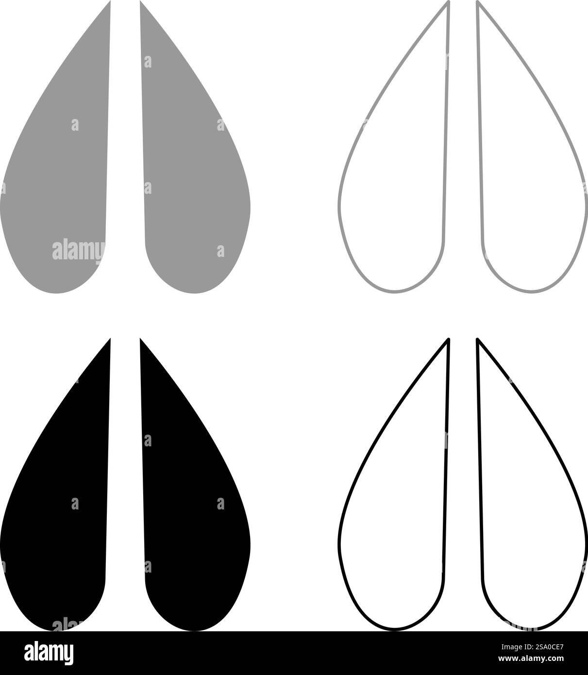 Hoof print goat nanny-goat set icon grey black color vector ...