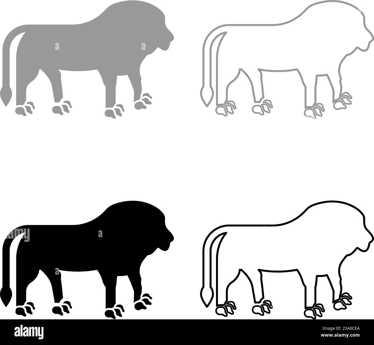 Lion head set icon grey black color vector illustration image simple ...