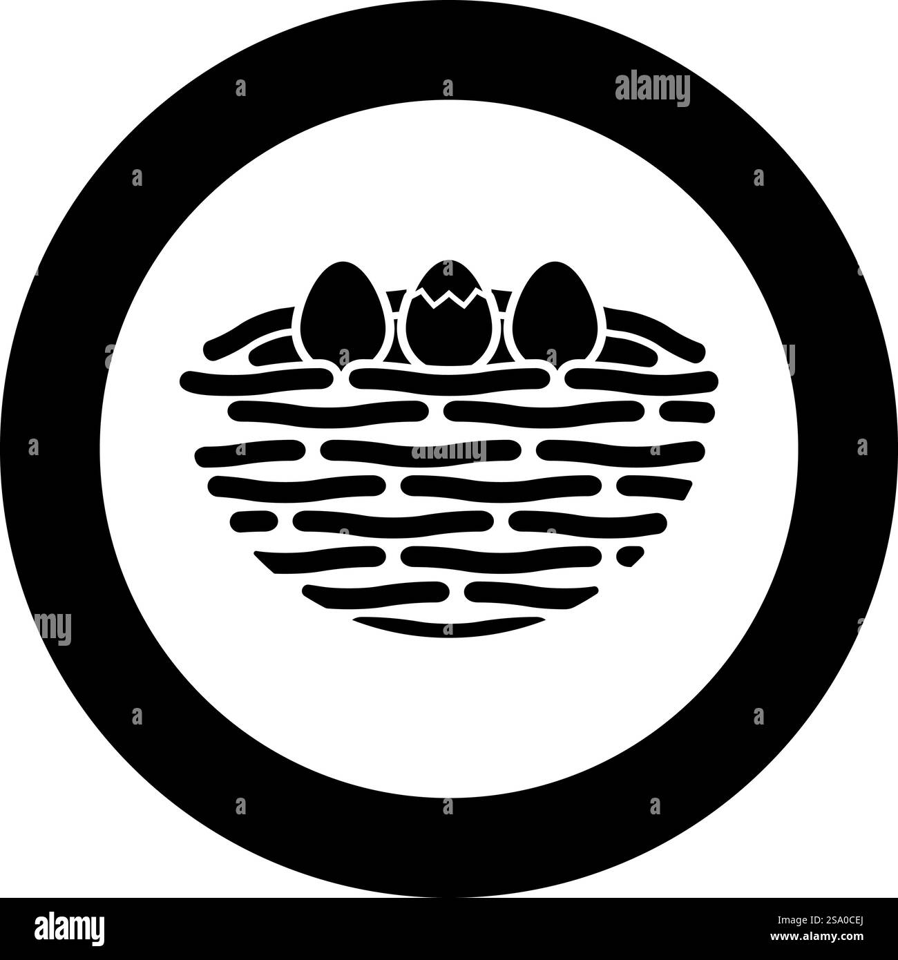 Bird’s nest bird with egg icon in circle round black color vector ...