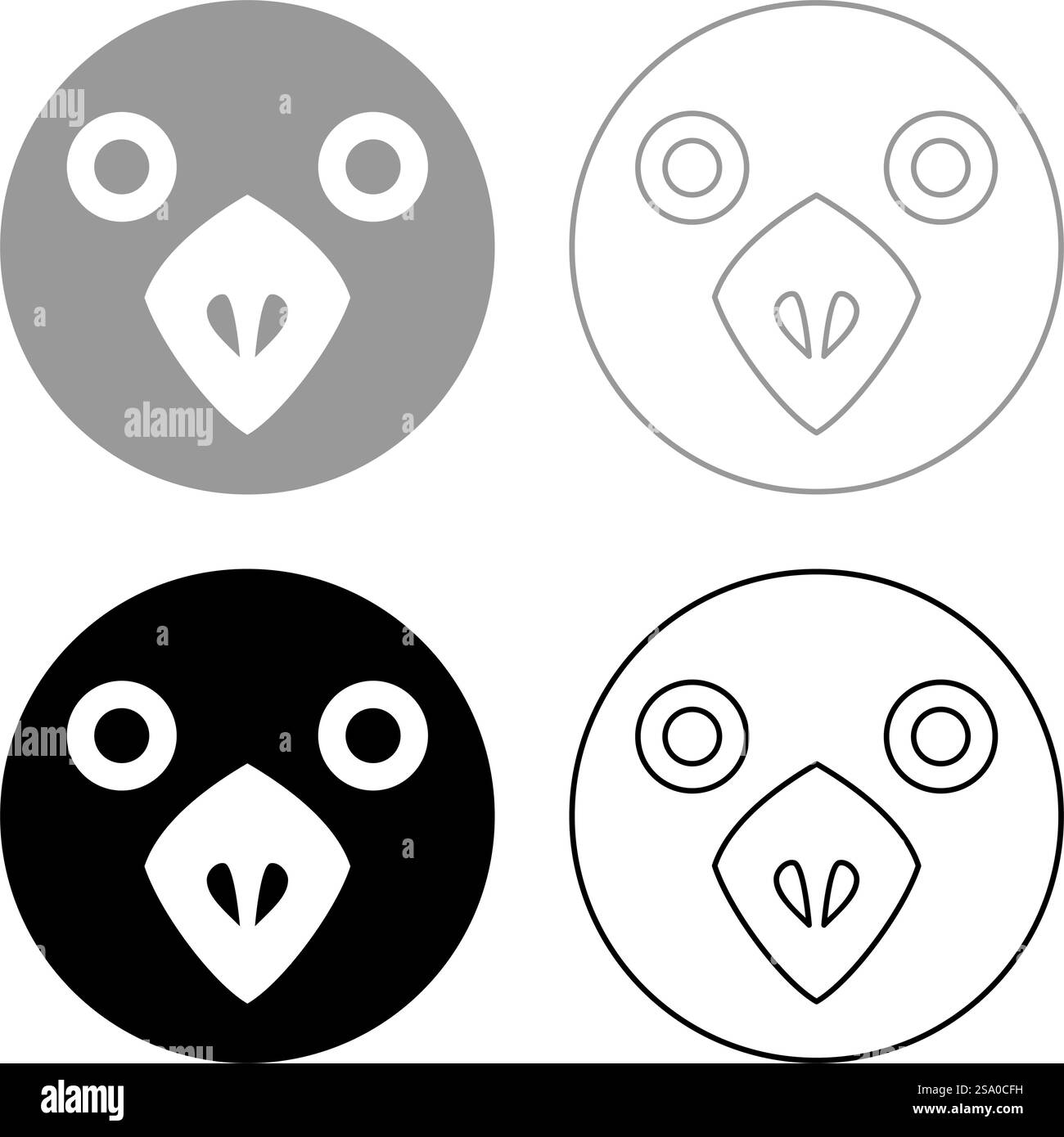 Head of bird set icon grey black color vector illustration image simple ...