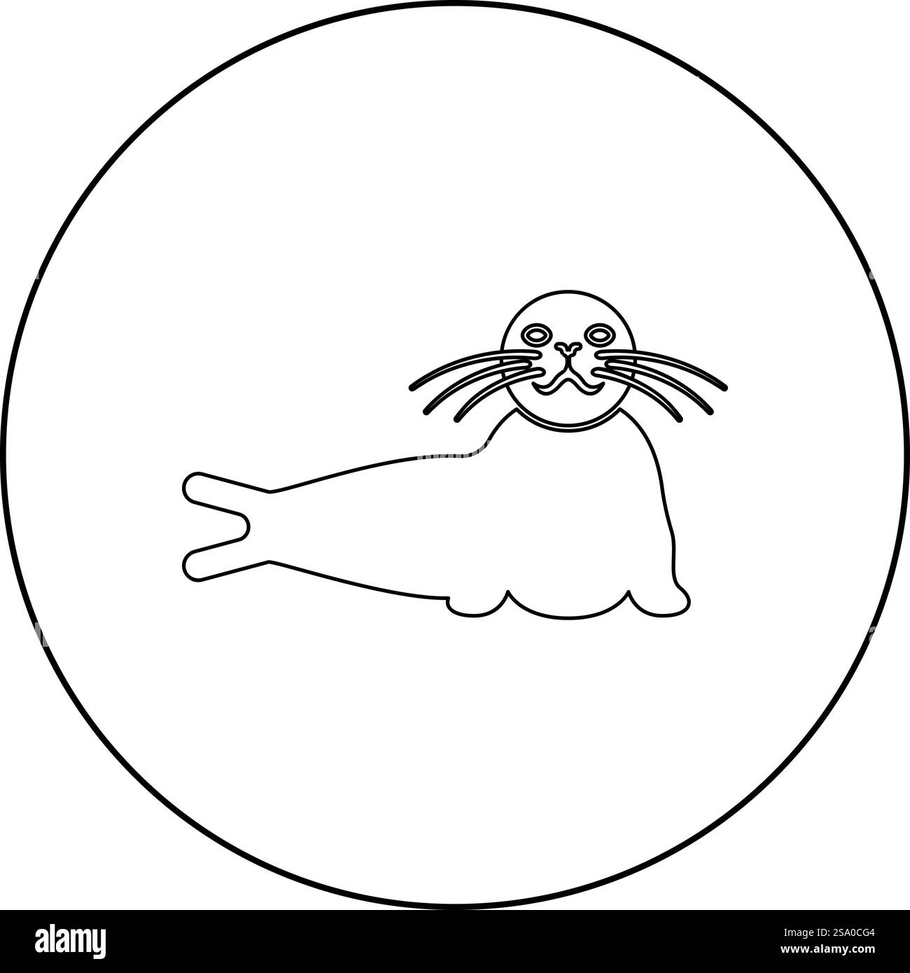 Seal lying icon in circle round black color vector illustration image ...