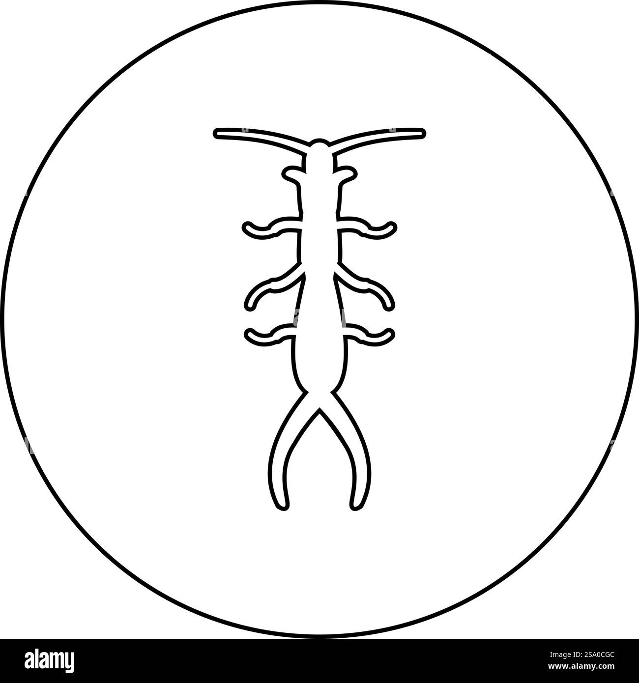 Earwig icon in circle round black color vector illustration image ...