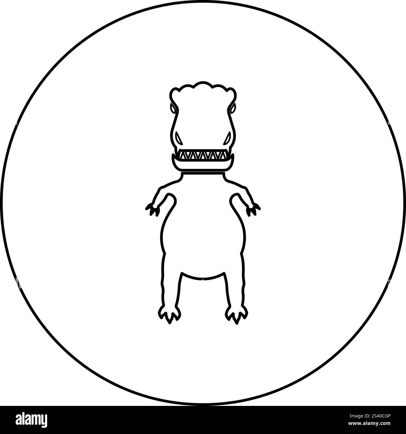 Evil dinosaur icon in circle round black color vector illustration ...