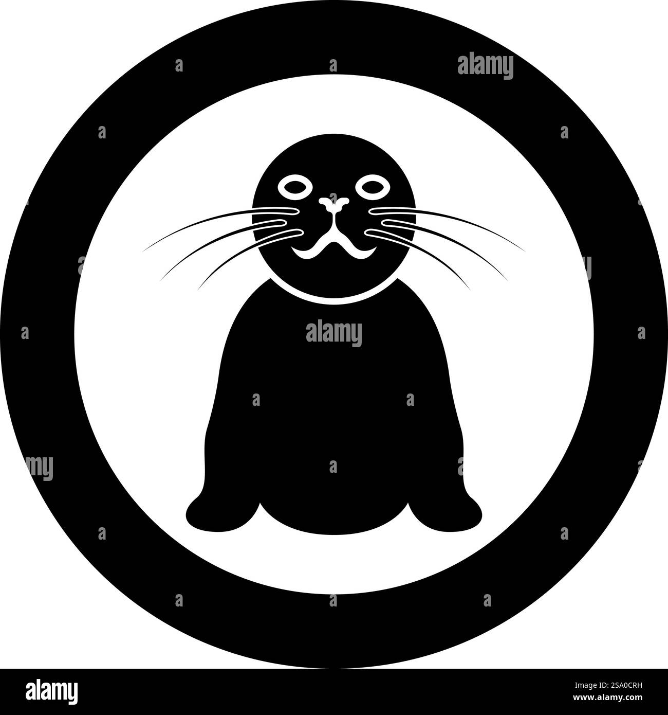 Seal icon in circle round black color vector illustration image solid ...