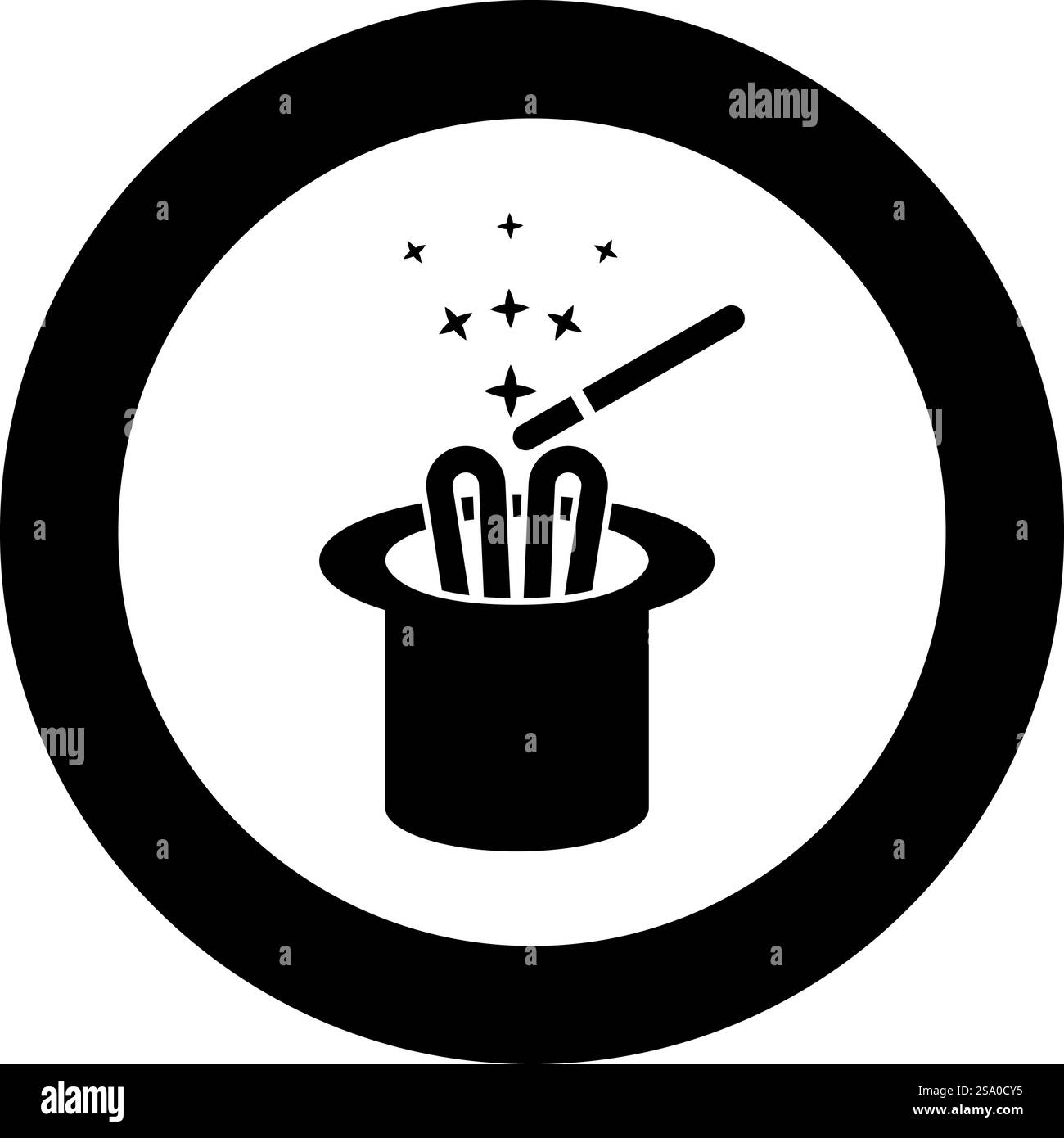 Hare ears in wizard’s hat magic wand wizard conjure cylinder bunny ...