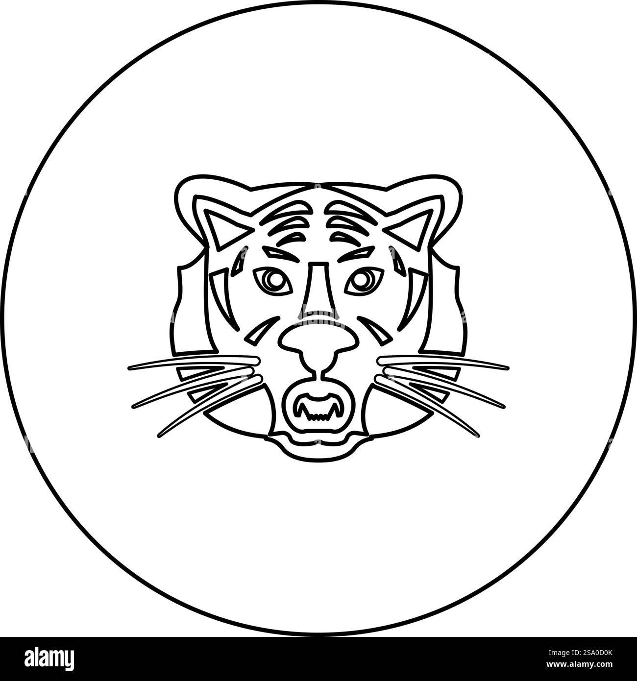 Tiger head icon in circle round black color vector illustration image ...