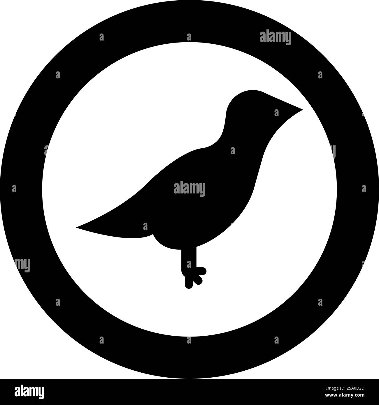 Bird icon in circle round black color vector illustration image solid ...