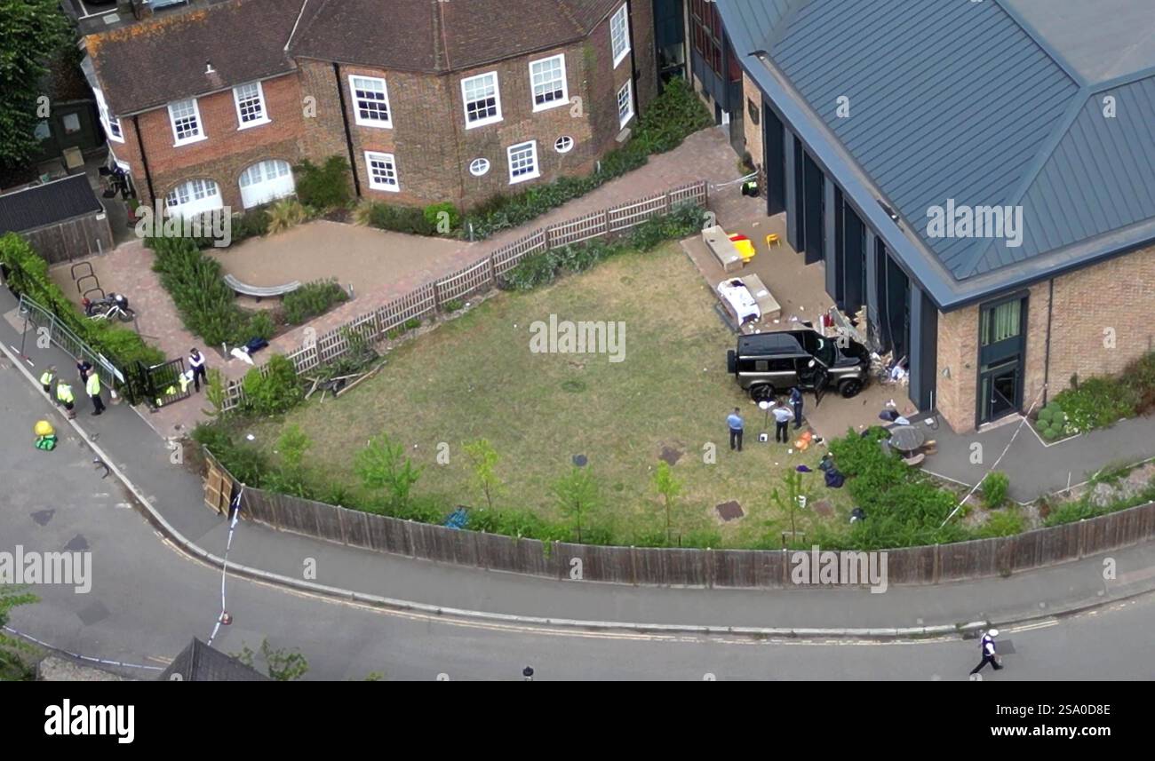 File photo dated 6/7/2023 of a Land Rover Defender inside the grounds ...