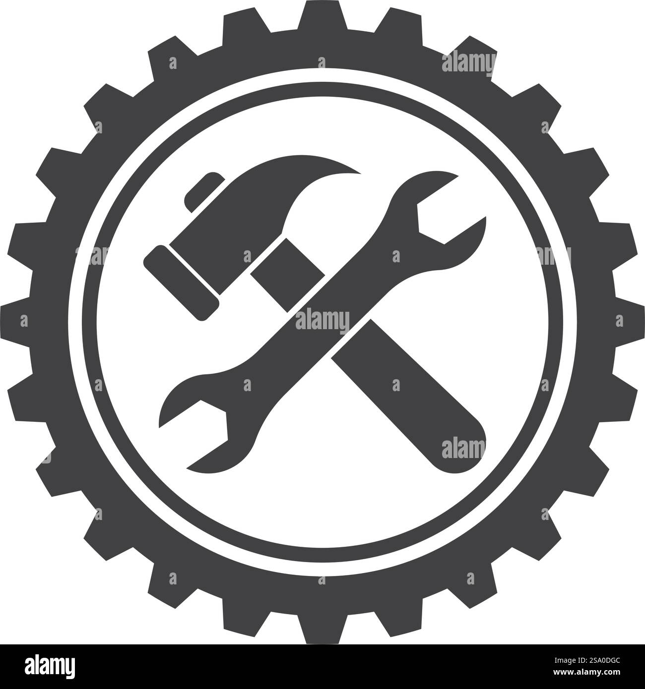 Hammer and gear logo vector flat design Stock Vector Image & Art - Alamy