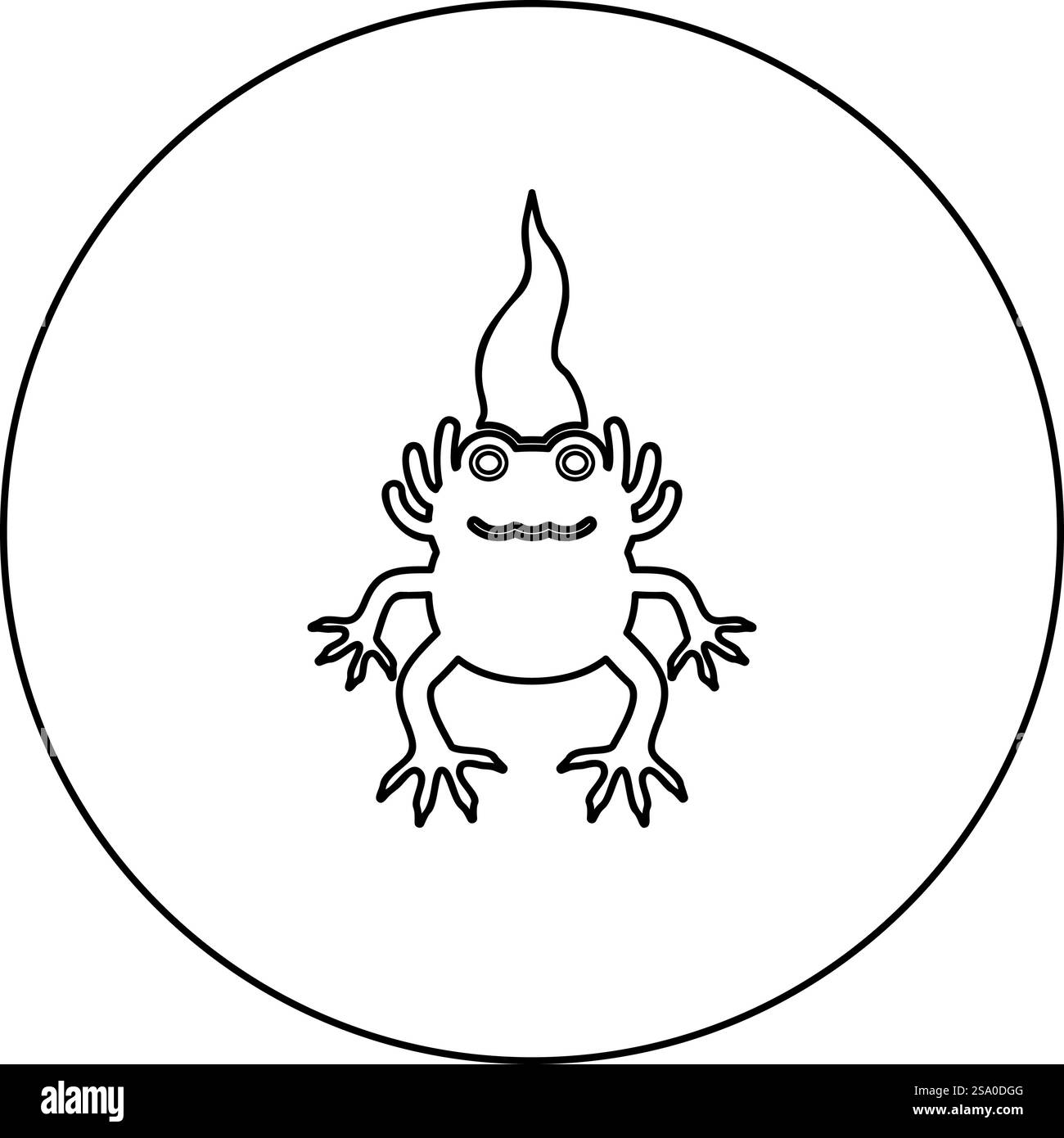 Axolotl ambystoma mexicanum front view icon in circle round black color vector illustration ...