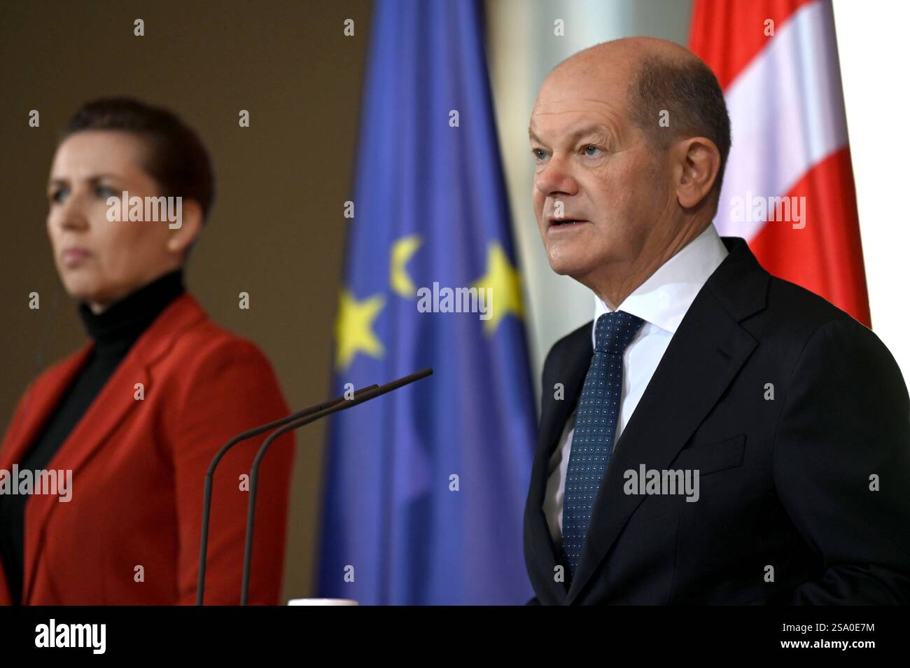 Berlin, Germany. 28th Jan, 2025. Mette Frederiksen, Prime Minister of ...