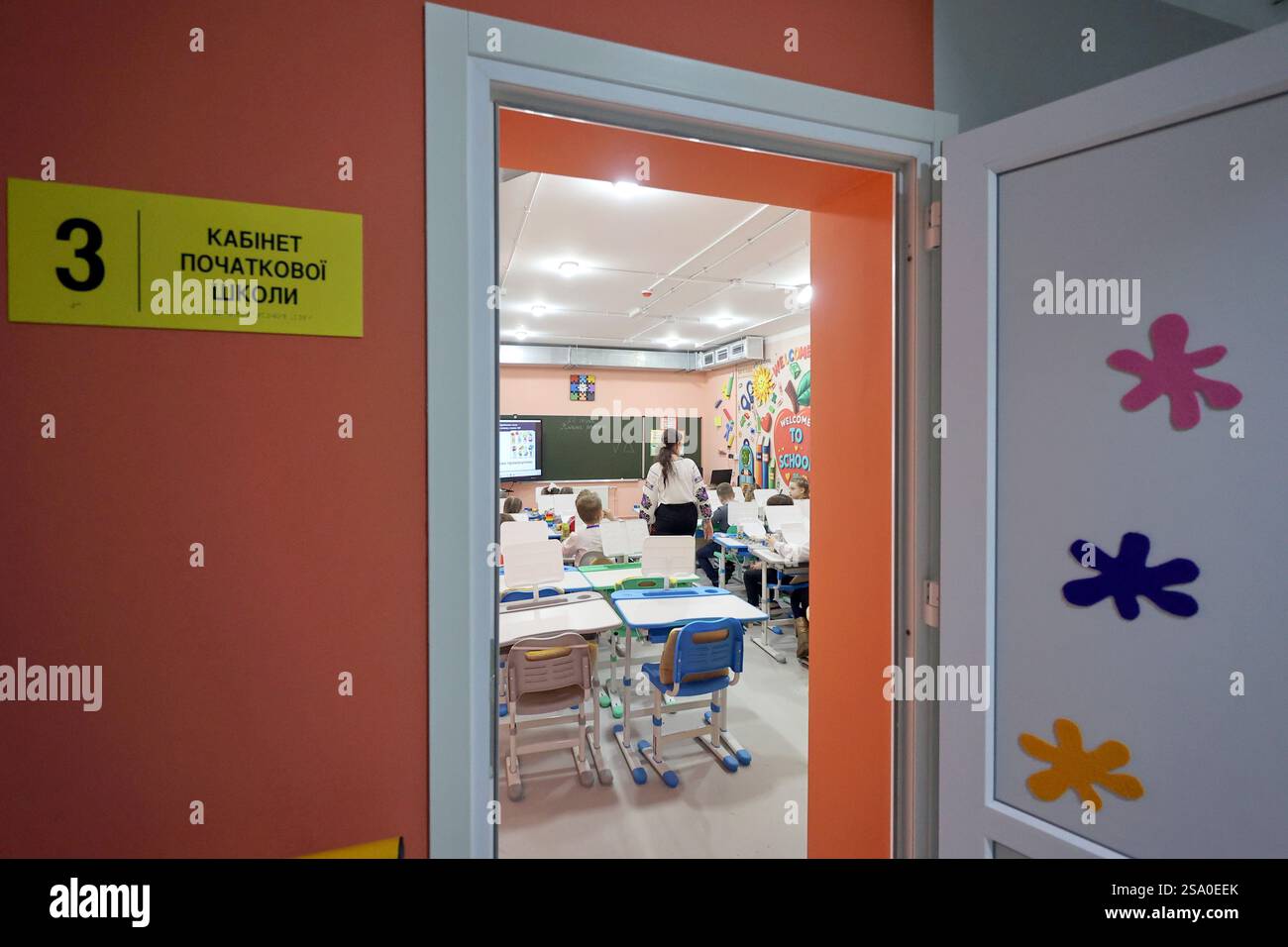 KHARKIV, UKRAINE - JANUARY 27, 2025 - Students are in the classroom in ...