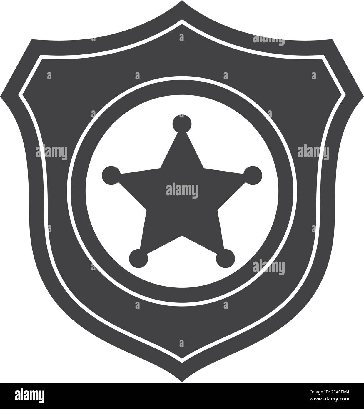 Police badge icon flat Black and White Stock Photos & Images - Alamy