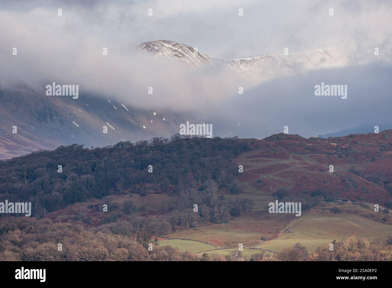 Lake Windermere Cumbria, UK. 28th Jan, 2025. UK Weather snow on the ...