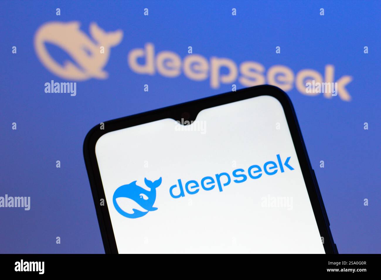 In this photo illustration, the DeepSeek logo is seen displayed on a ...