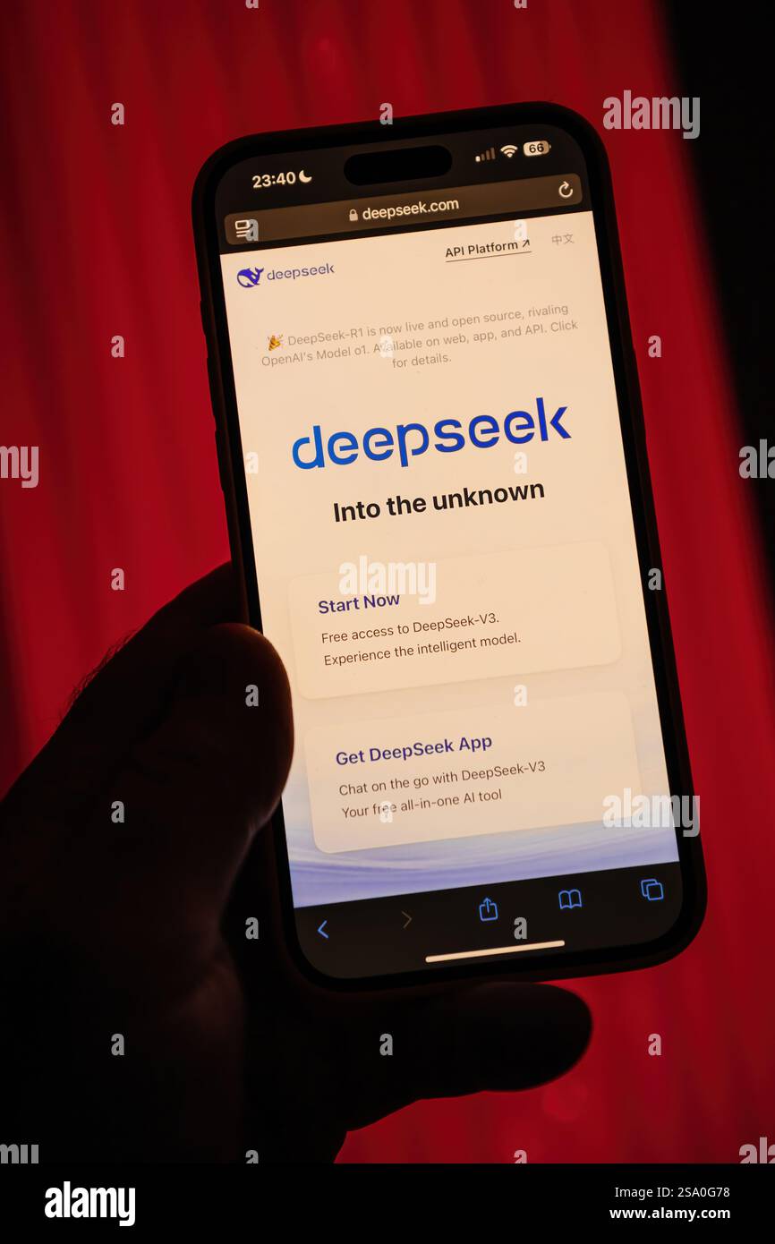Paris, France - Jan 28, 2025: DeepSeek introduces R1, an open-source AI ...