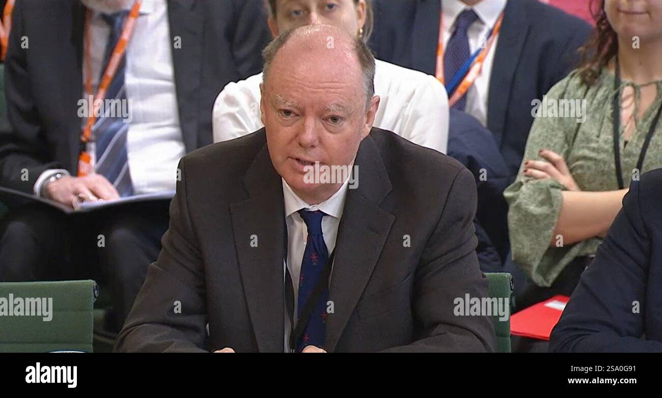Screen grab of Professor Sir Chris Whitty (left), Chief Medical Officer ...